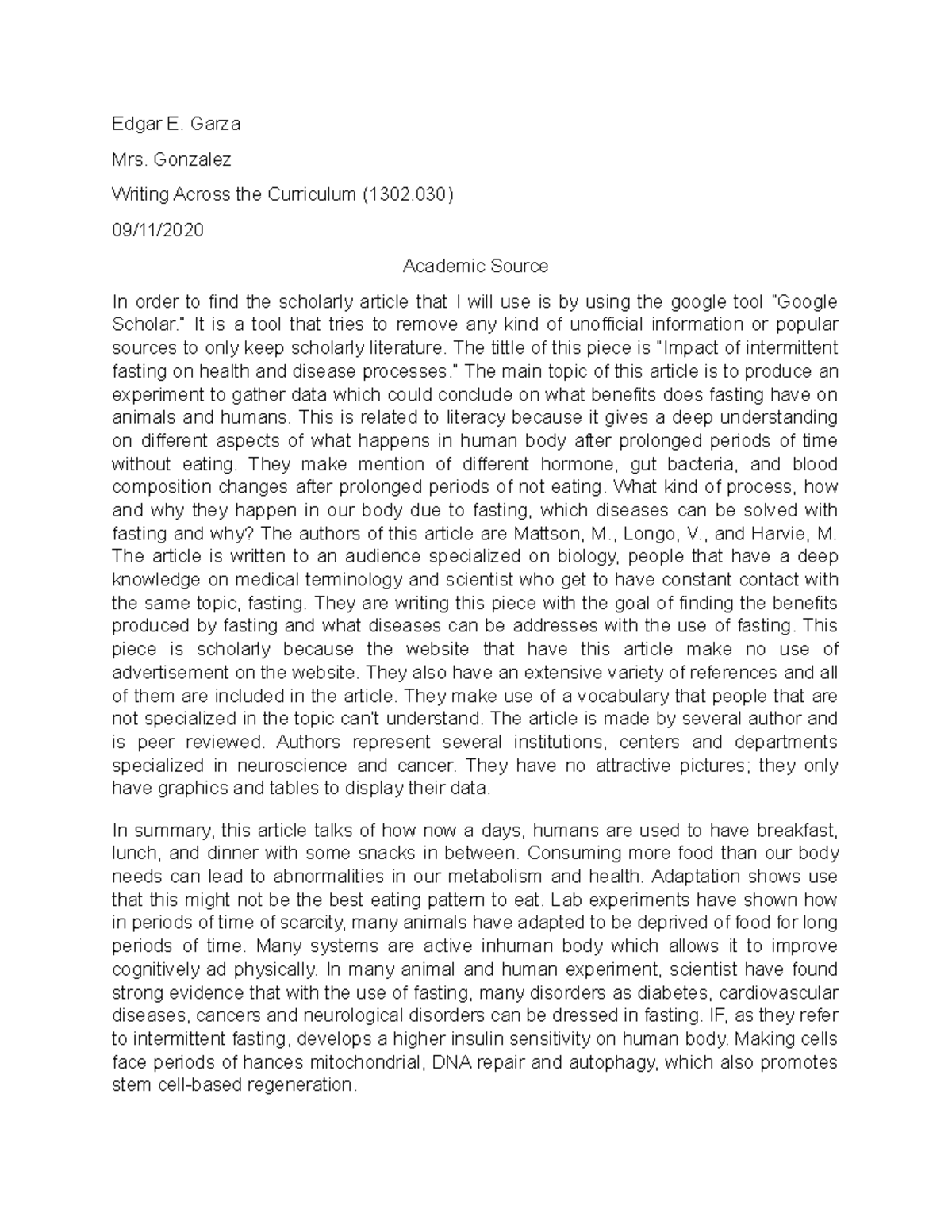 Rfrfrf - Grade: A+ - Edgar E. Garza Mrs. Gonzalez Writing Across the ...