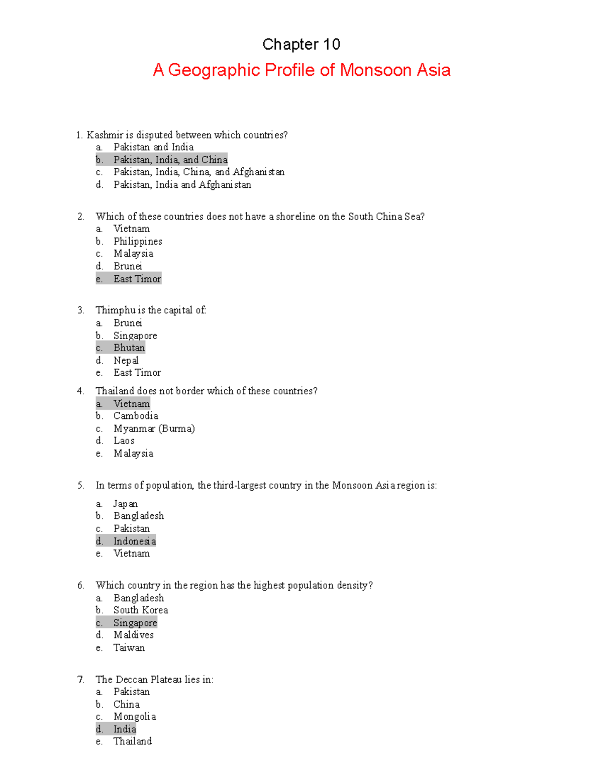 Ch10 A Geographic Profile of Monsoon Asia - Chapter 10 A Geographic ...