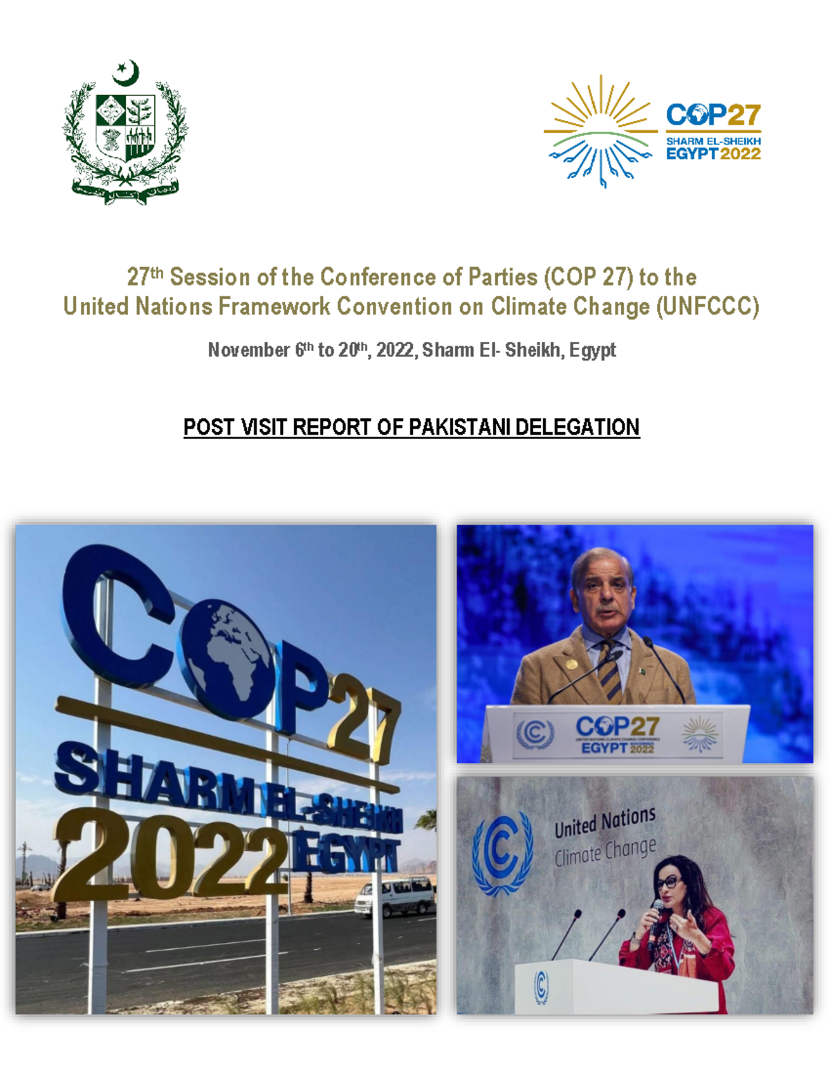 Post COP27 Report - 27 th Session of the Conference of Parties (COP 27 ...
