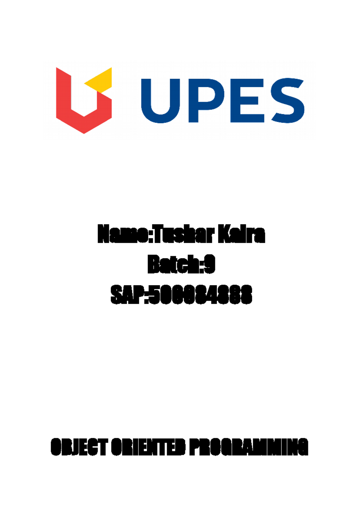 Ooplab 6 Object Oriented Programming Nametushar Kalra Batch Sap50008 4888 Object Oriented