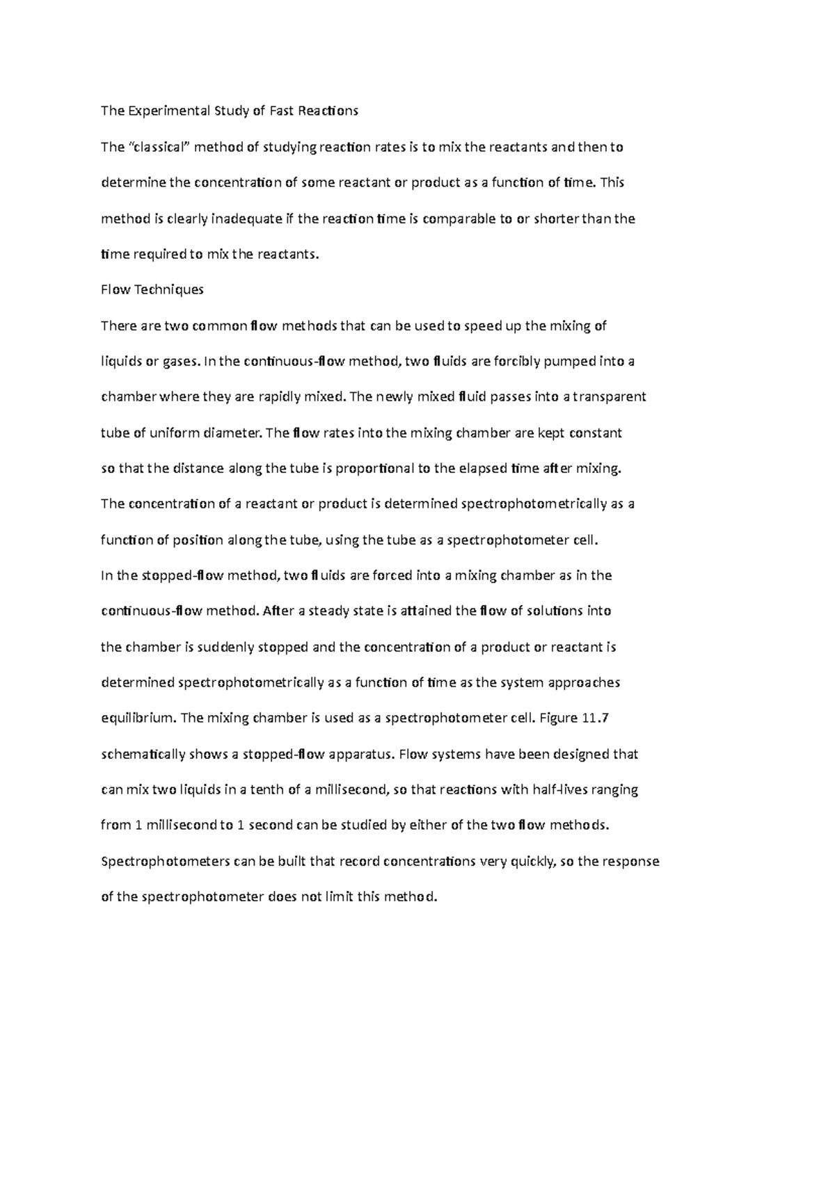 The Experimental Study of Fast Reactions - This method is clearly ...