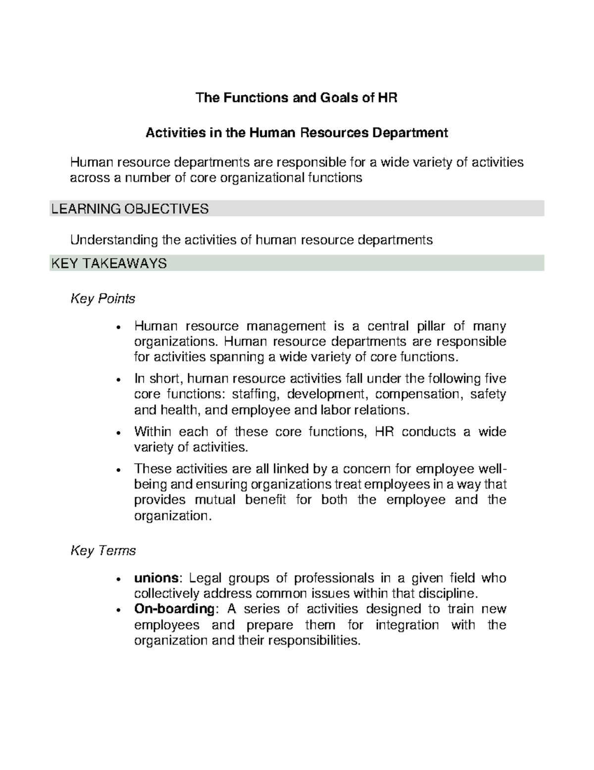 The Functions and Goals of HR - The Functions and Goals of HR ...