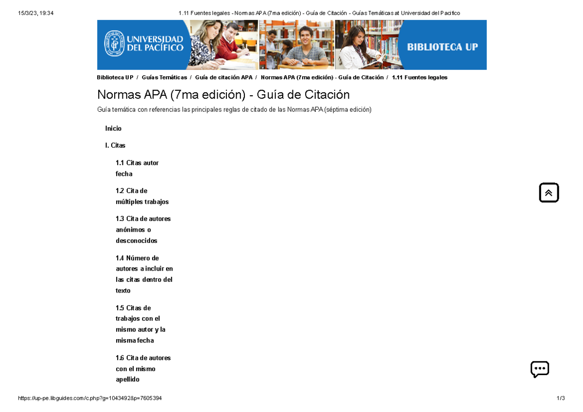 CITA DE Fuentes legales - Normas APA (7ma edición) - UPC - 15/3/23, 19 ...