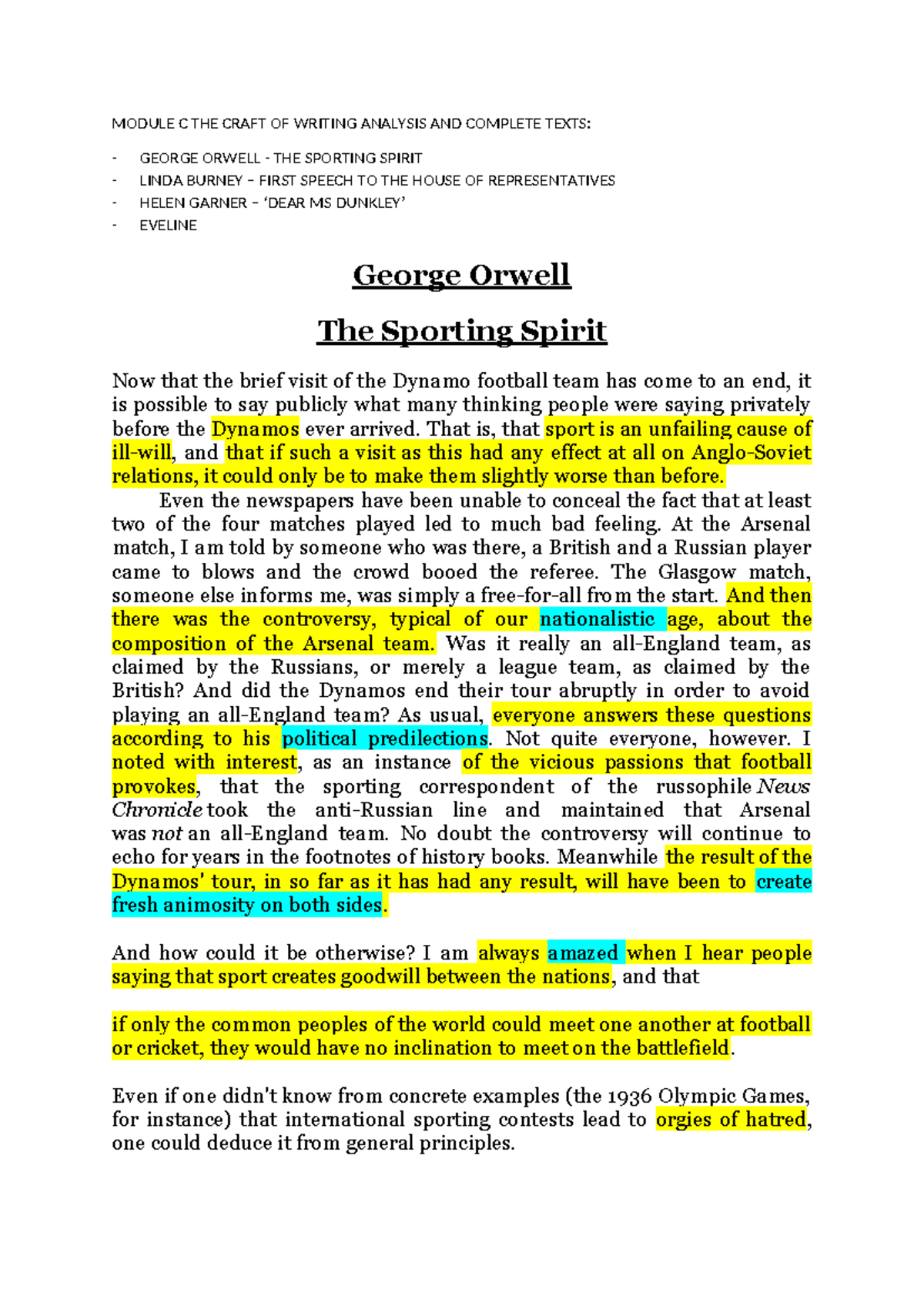 Orwell Burney Garner THE Craft OF Writing Analysis AND Complete Texts ...