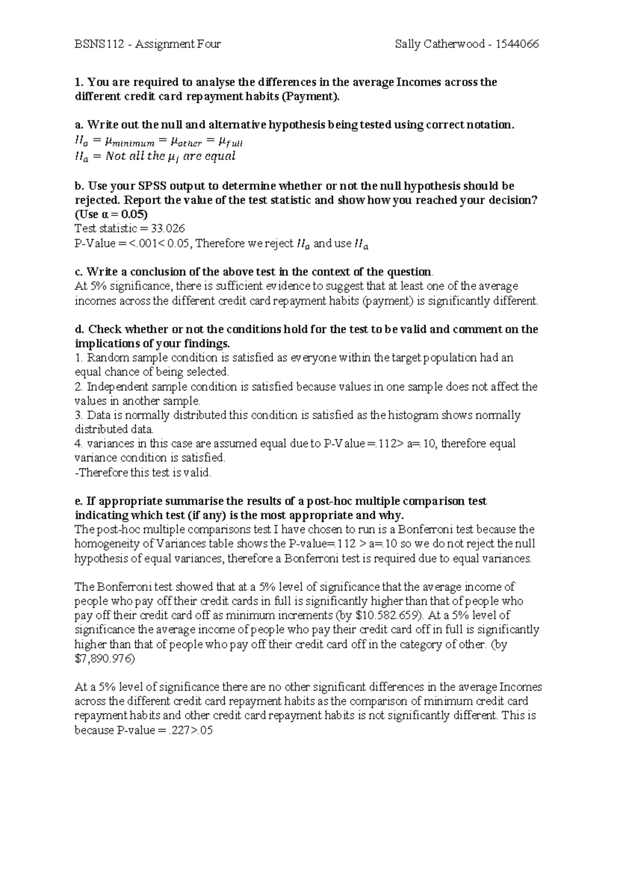 Assignment Four - A+ 50/50 - 1. You are required to analyse the ...