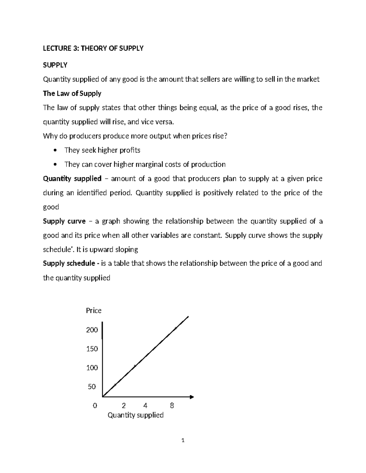 Lecture 3 Theory OF Supply - LECTURE 3: THEORY OF SUPPLY SUPPLY ...