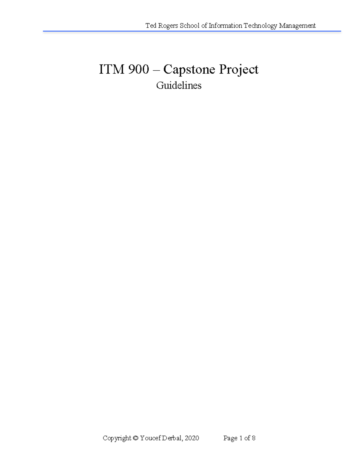 Capstone Project - Suggested Guidelines - ITM 900 – Capstone Project ...