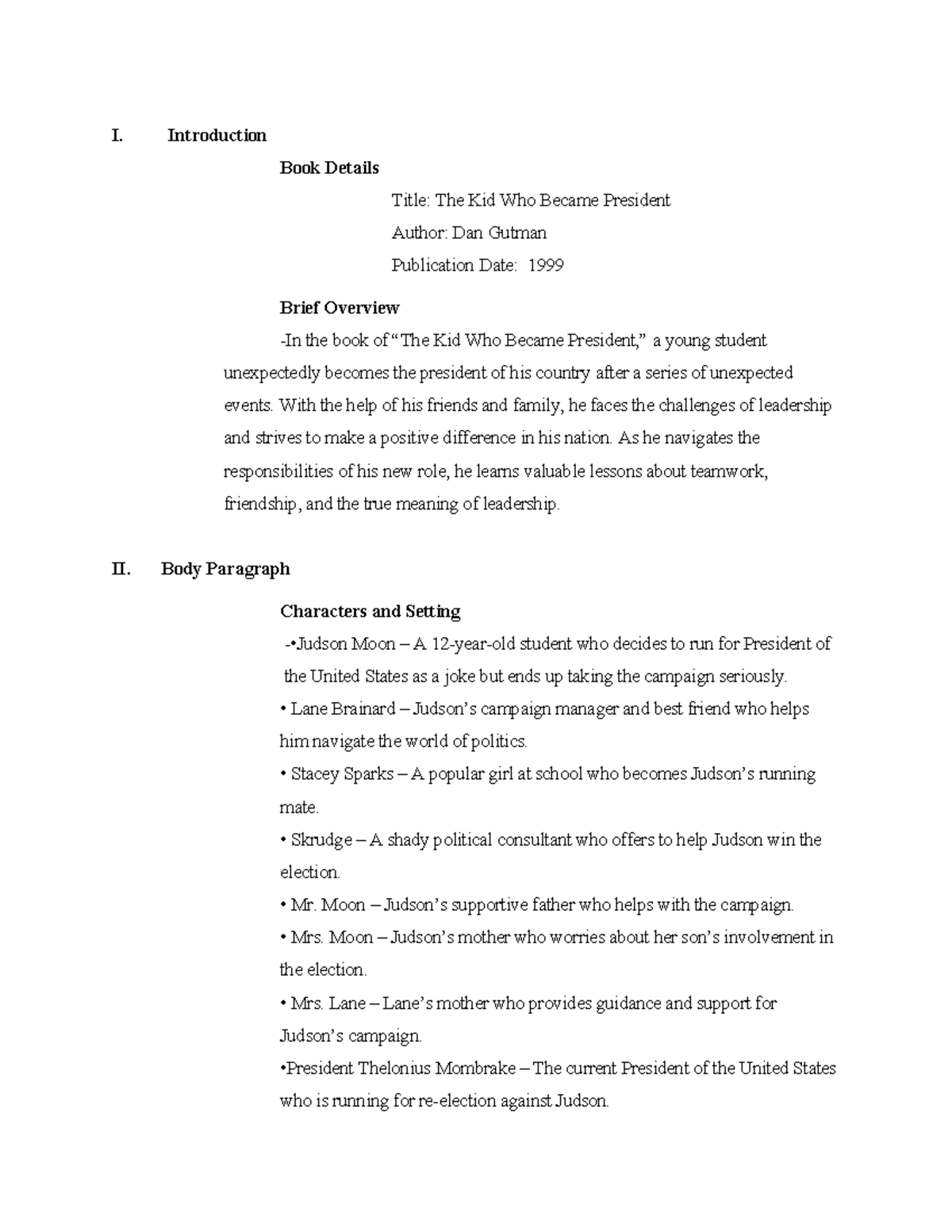 Book-Review-Format - help u - I. Introduction Book Details Title: The ...