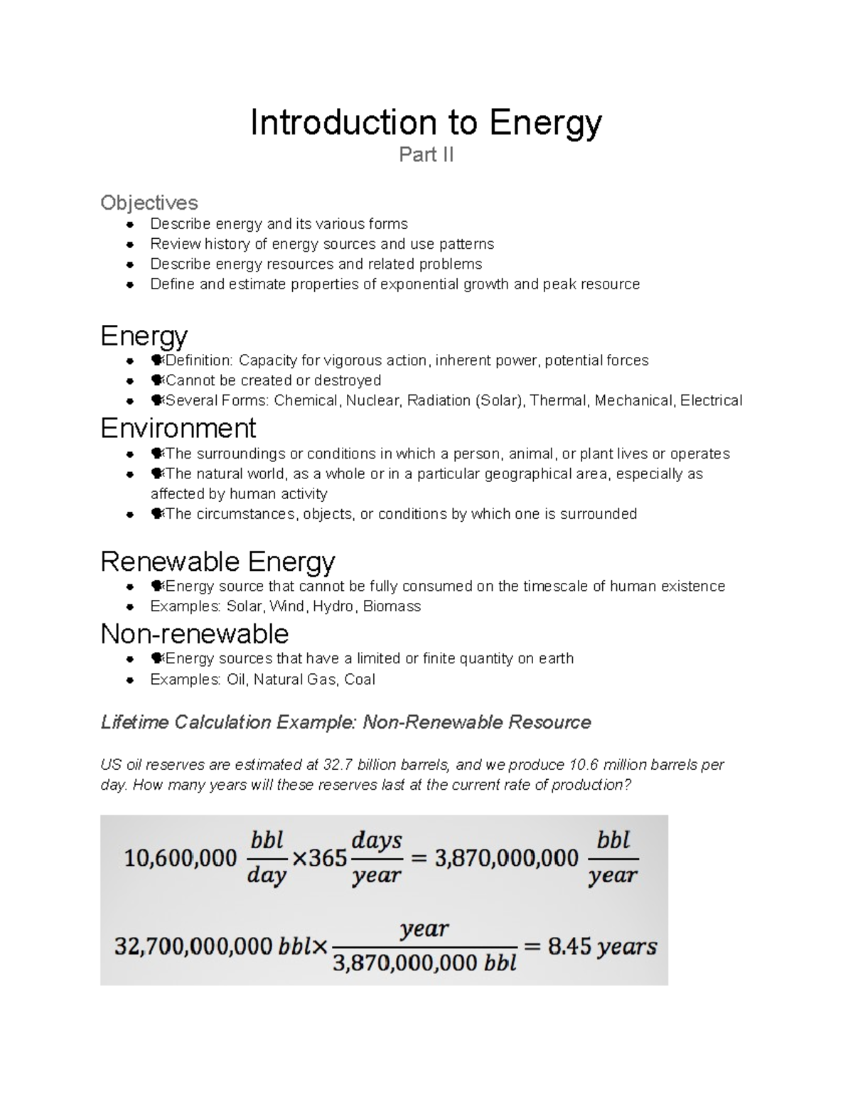Intro to Energy 2 - Week 2 - Introduction to Energy Part II Objectives ...