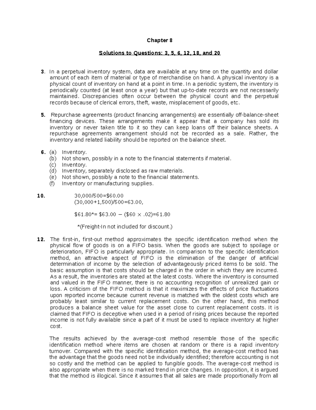 Chapter 8 Homework Solutions - Chapter 8 Solutions to Questions: 3, 5 ...