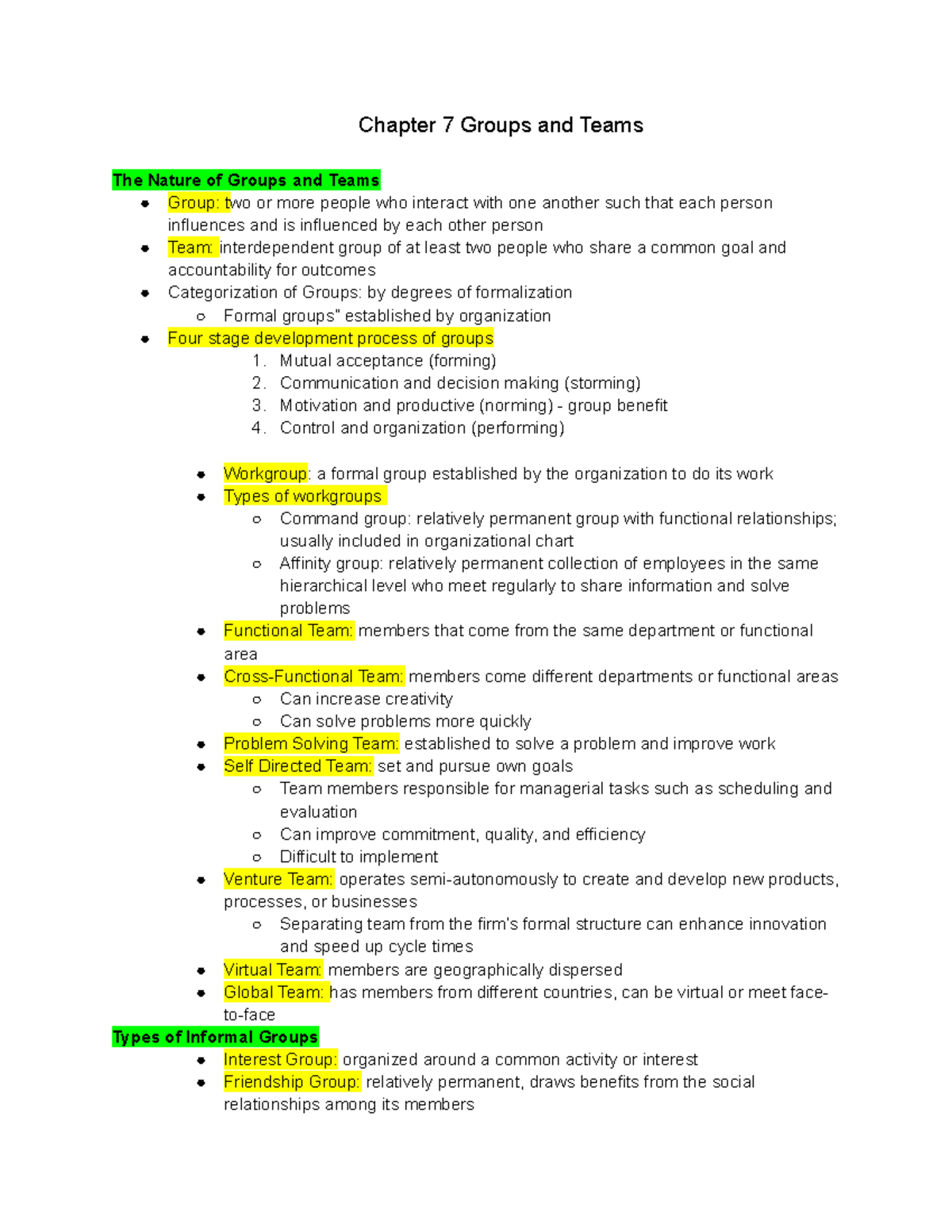 Chapter 7 Groups and Teams - Chapter 7 Groups and Teams The Nature of ...