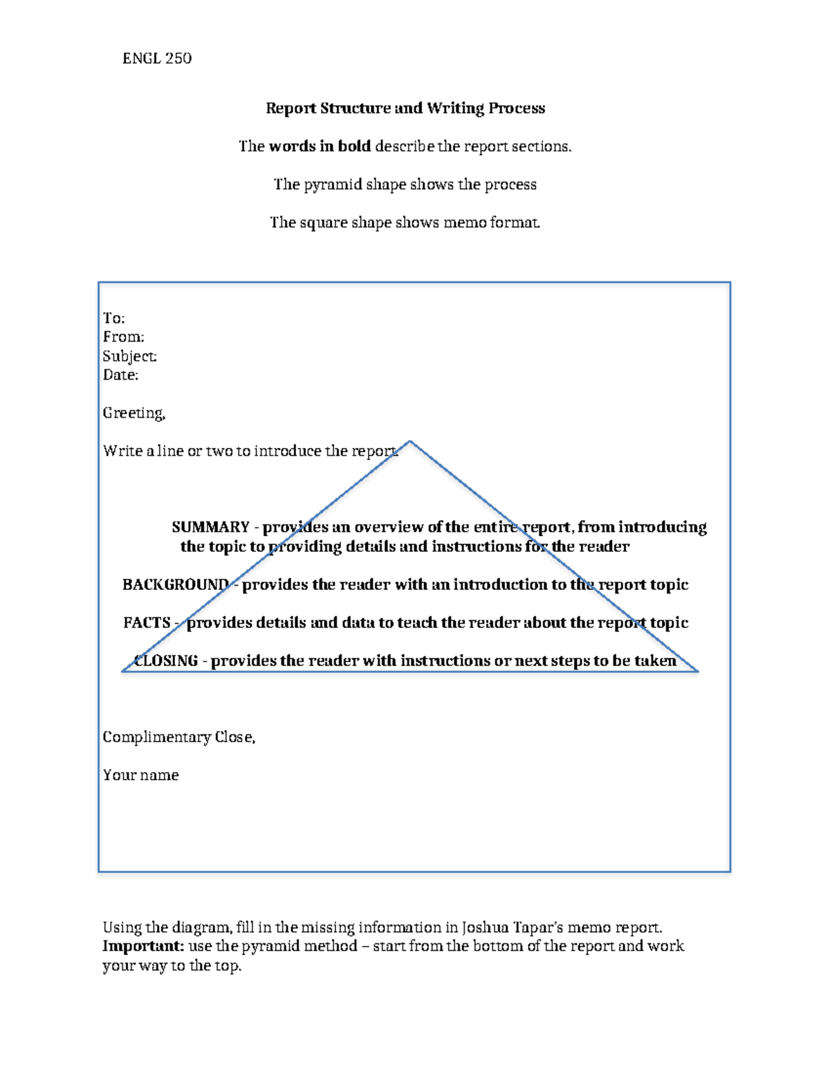 Memo and Report Format Handout 1 - Report Structure and Writing Process ...
