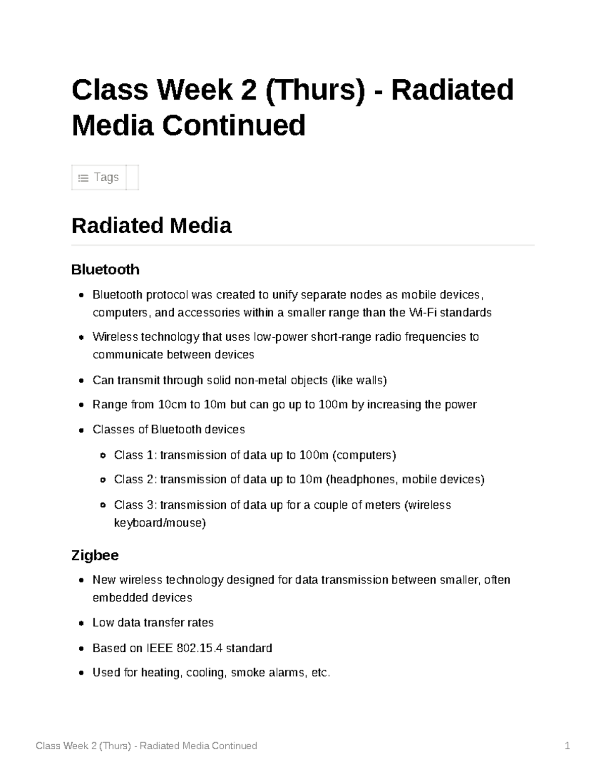 Class Week 2 (Thurs) - Radiated Media Continued - 15 standard Used for ...