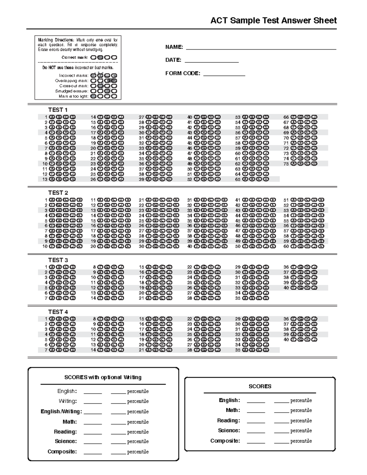Act Practice Answer Sheet 53 B 56C56E 5 59A 8 A 60A 60D62A 62C 62D
