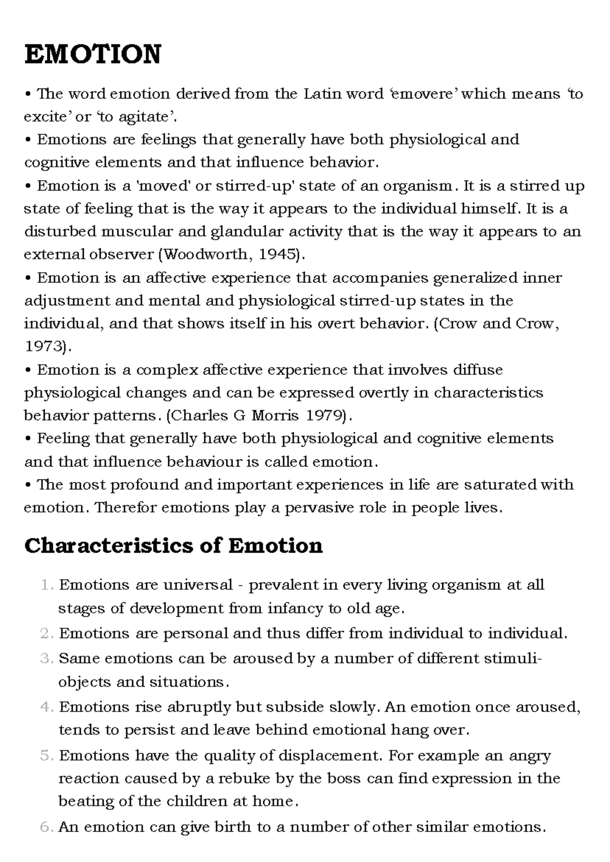 Emotion Combined - EMOTION The word emotion derived from the Latin word ...