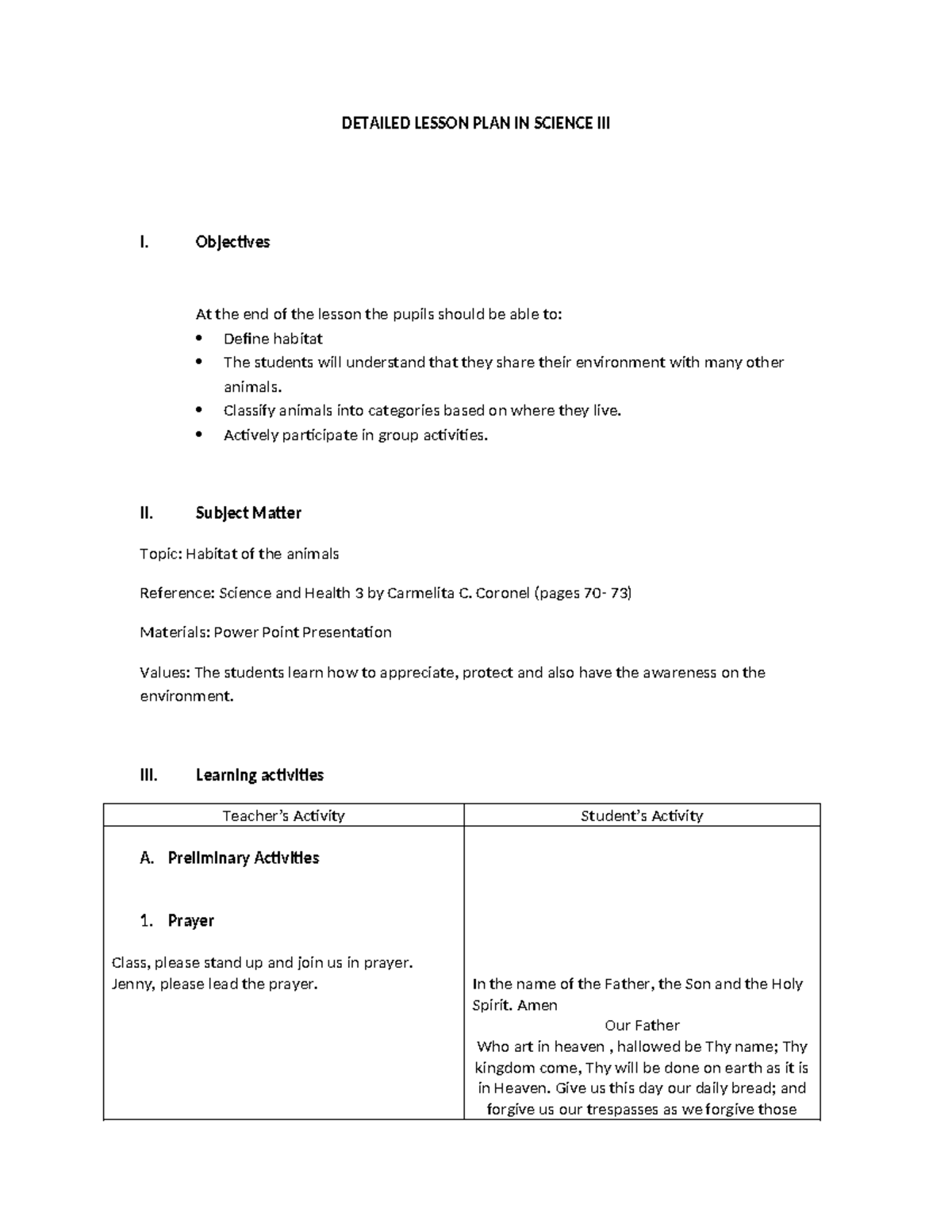 Detailed Lesson PLAN IN Science III - DETAILED LESSON PLAN IN SCIENCE ...