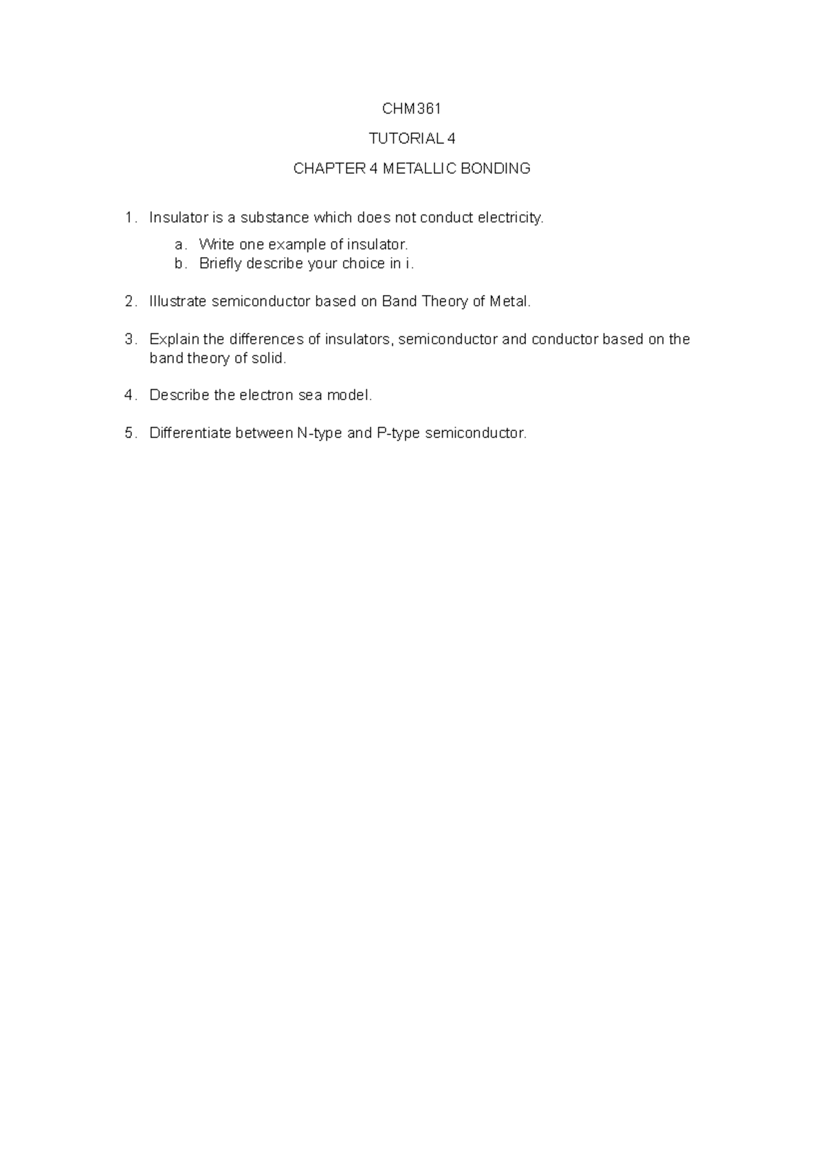 CHM361 Tutorial 4.1.1 - Inorganic Chemistry - CHM TUTORIAL 4 CHAPTER 4 METALLIC BONDING ...