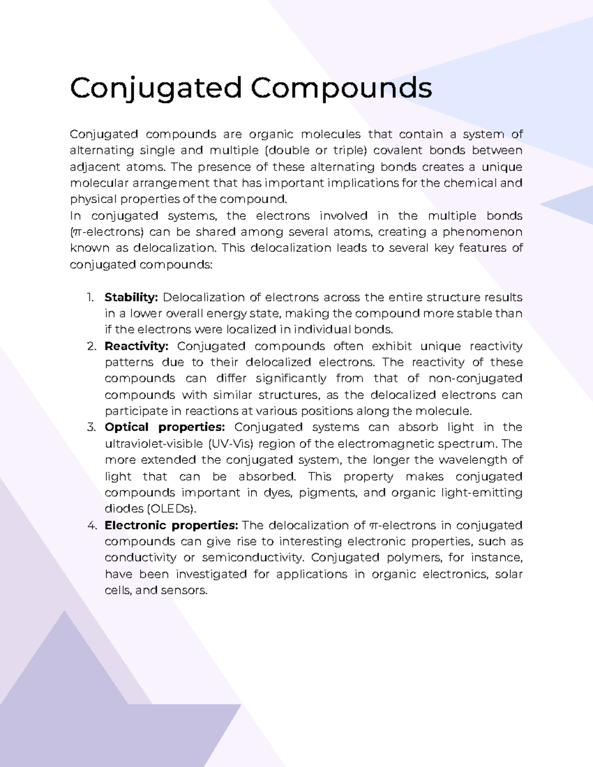 CHM2211 - Conjugated Compounds - Conjugated Compounds Conjugated ...