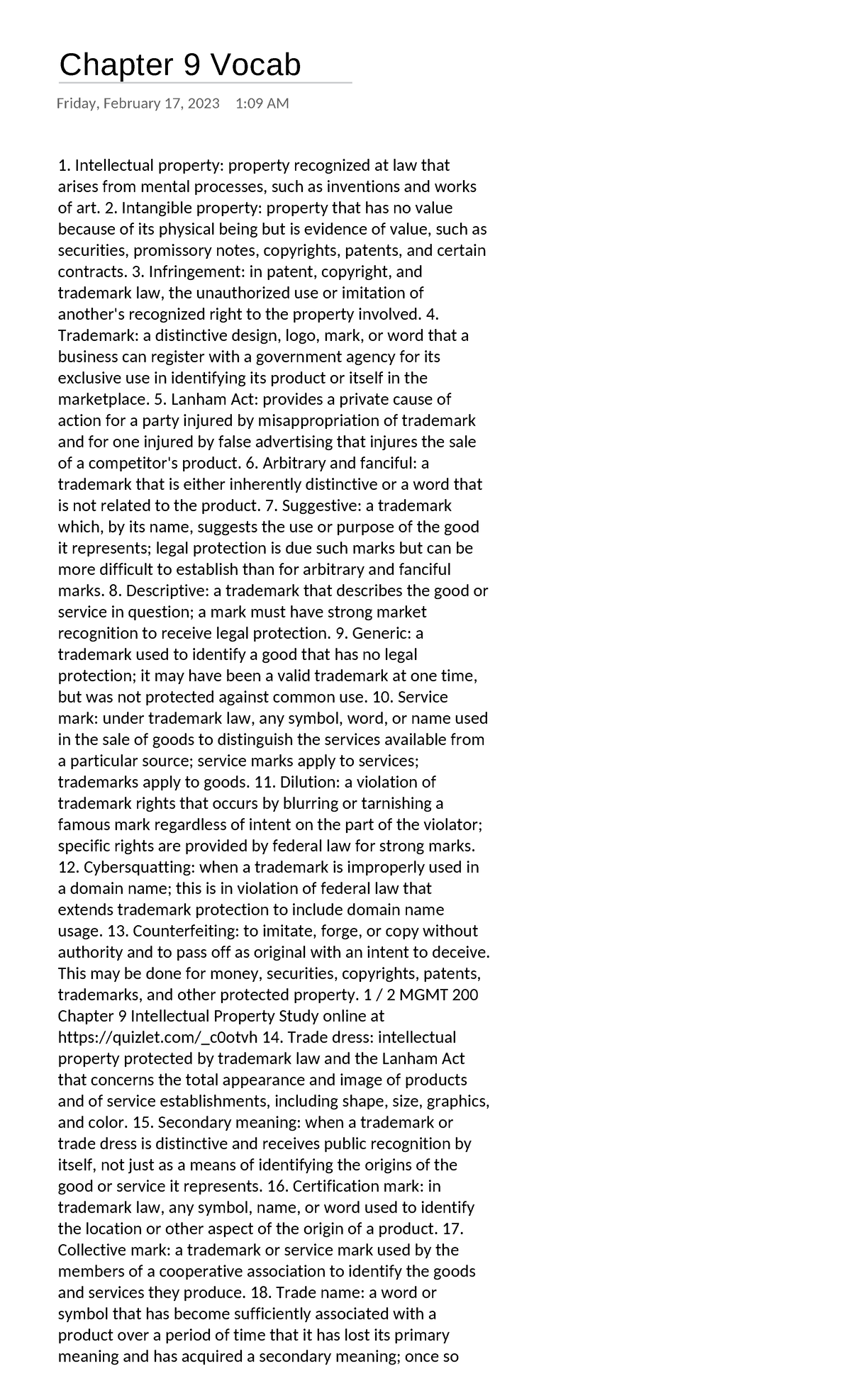 Vocab 9 - Chapter 9 Vocab Friday, February 17, 2023 1:09 AM ...