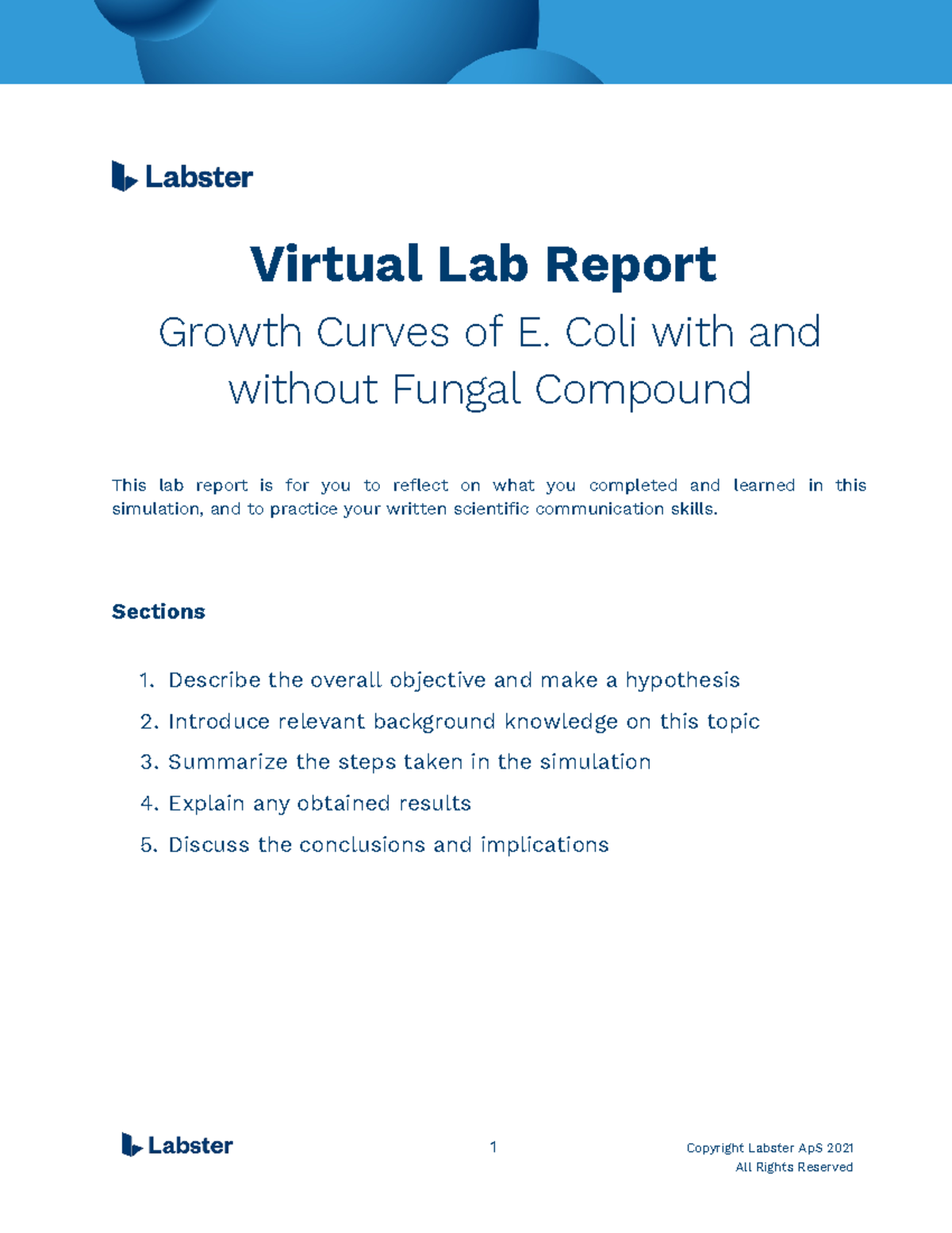 Cowell lab Bacterial Growth Curves - Virtual Lab Report Growth Curves ...