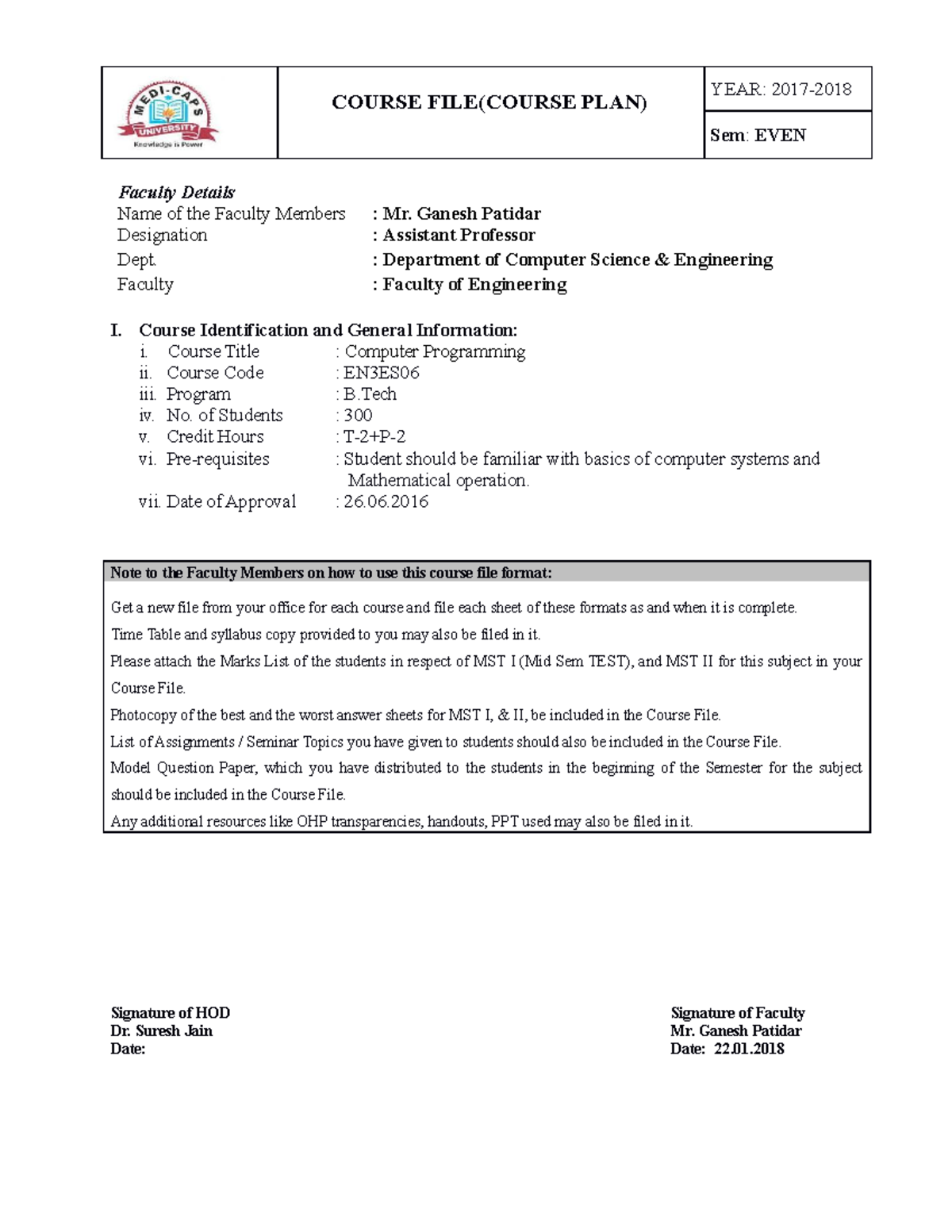 Cse C Computer Programming Course File Jan May 18 Course Filecourse