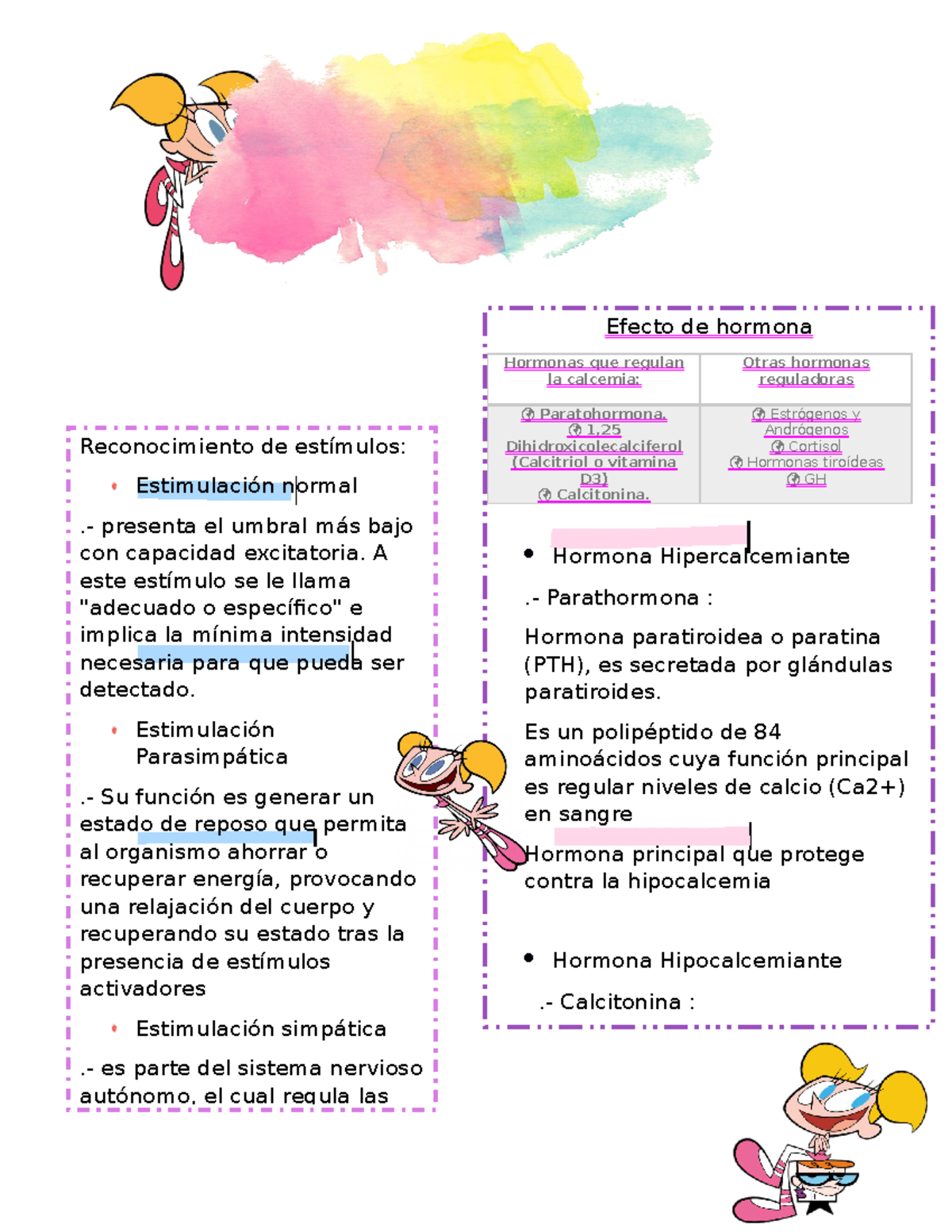 Cardiovascular - Regulación de la Calcemia Reconocimiento de estímulos ...