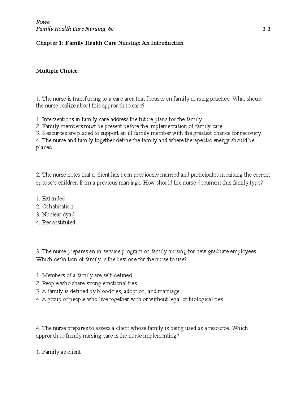 9780803661660 Test Bank Chapter-01 - Family Health Care Nursing, 6e1 ...