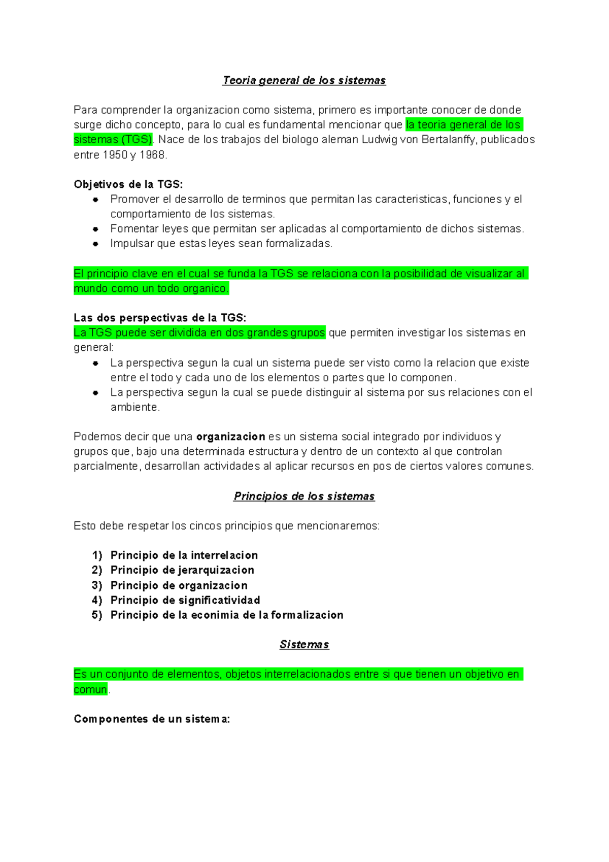 Sistemas de informacion organizacionales M1, M2 - Teoria general de los sistemas Para comprender ...