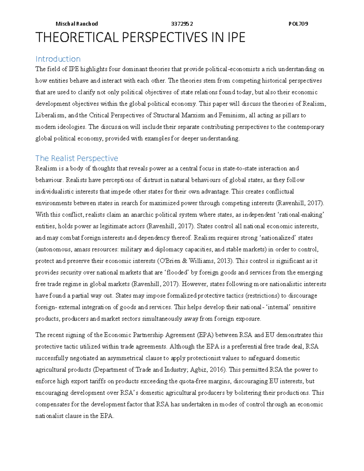 Theoretical Perspectives IN IPE - THEORETICAL PERSPECTIVES IN IPE Introduction The field of IPE ...