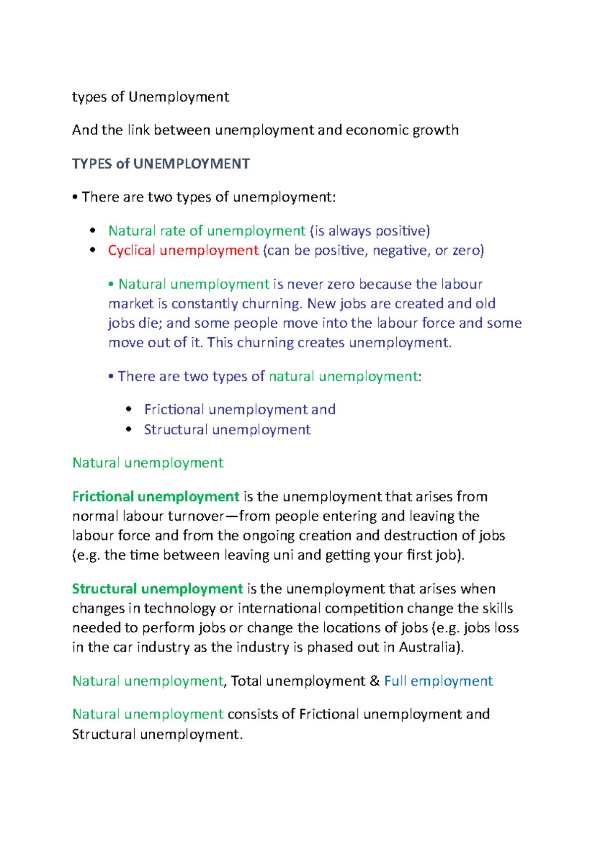 Types of Unemployment - Lecture notes 5 - 1004GIR - Griffith - Studocu