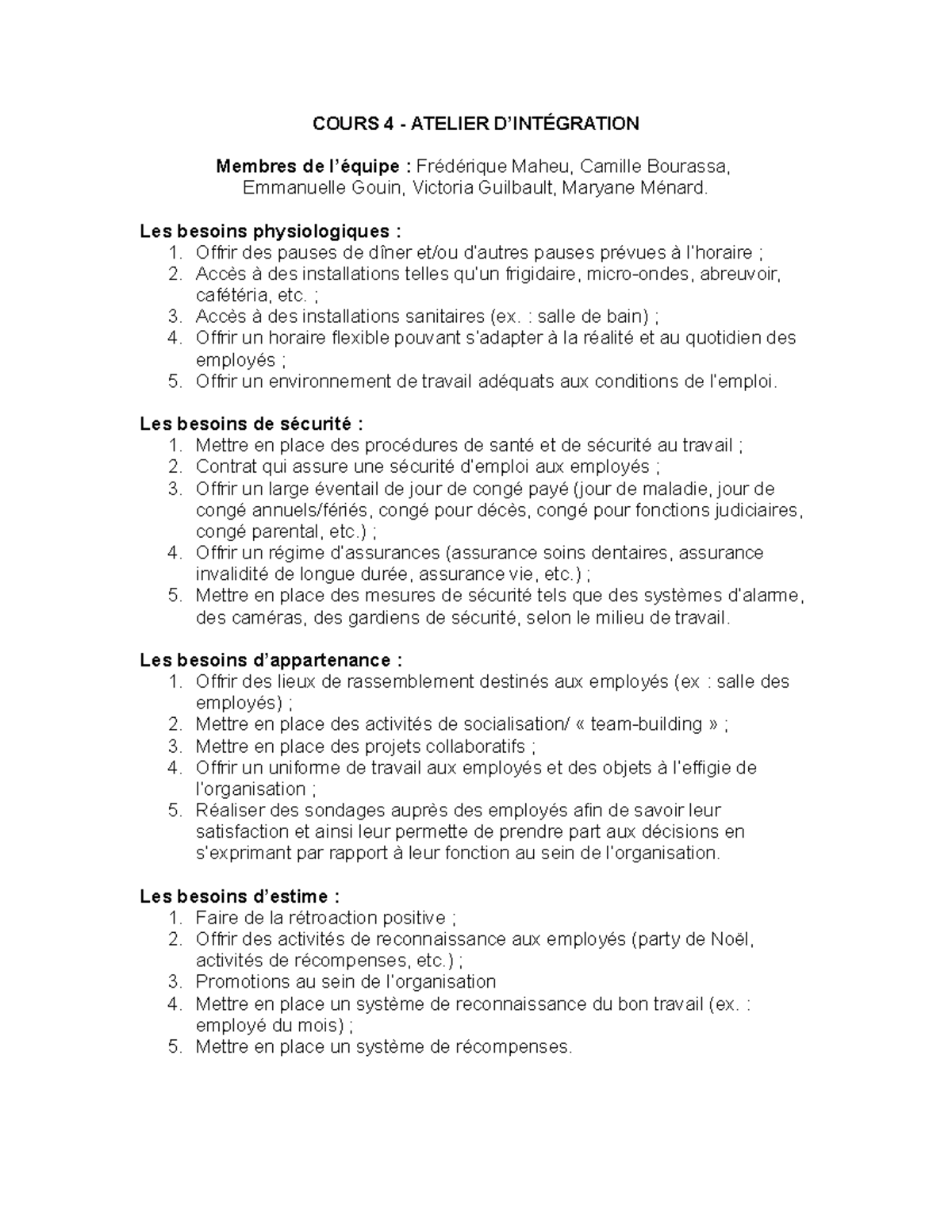 COM3104 - Cours 04 Activité D'INTÉ Gration - COURS 4 - ATELIER D’INTÉGRATION Membres de l’équipe ...