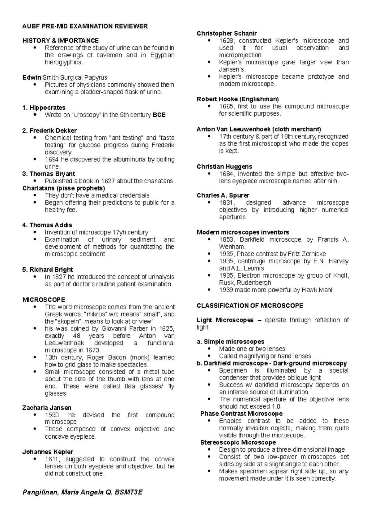 AUBF reviewer - lecture notes on aubf - AUBF PRE-MID EXAMINATION ...