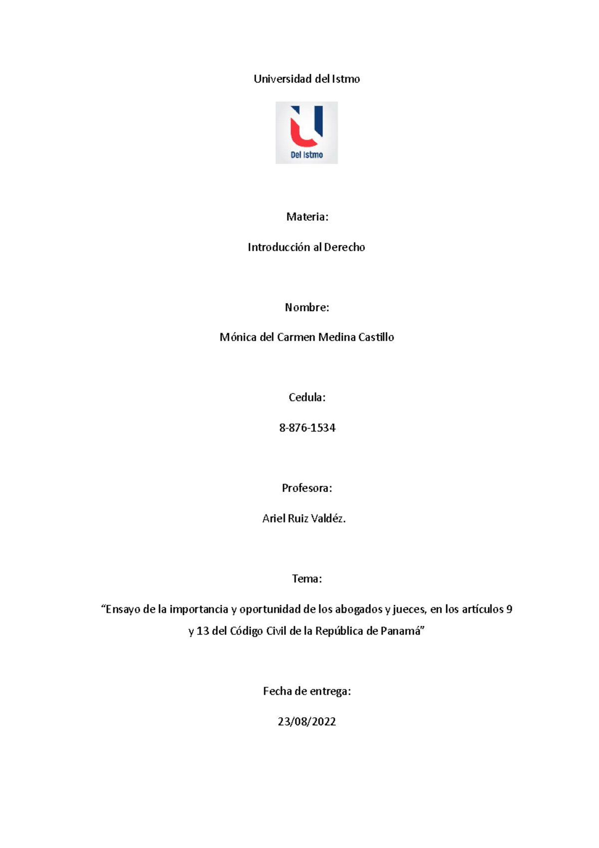 Articulo 9 y 13 del Còdigo Civil de la Republica de Panamà ...
