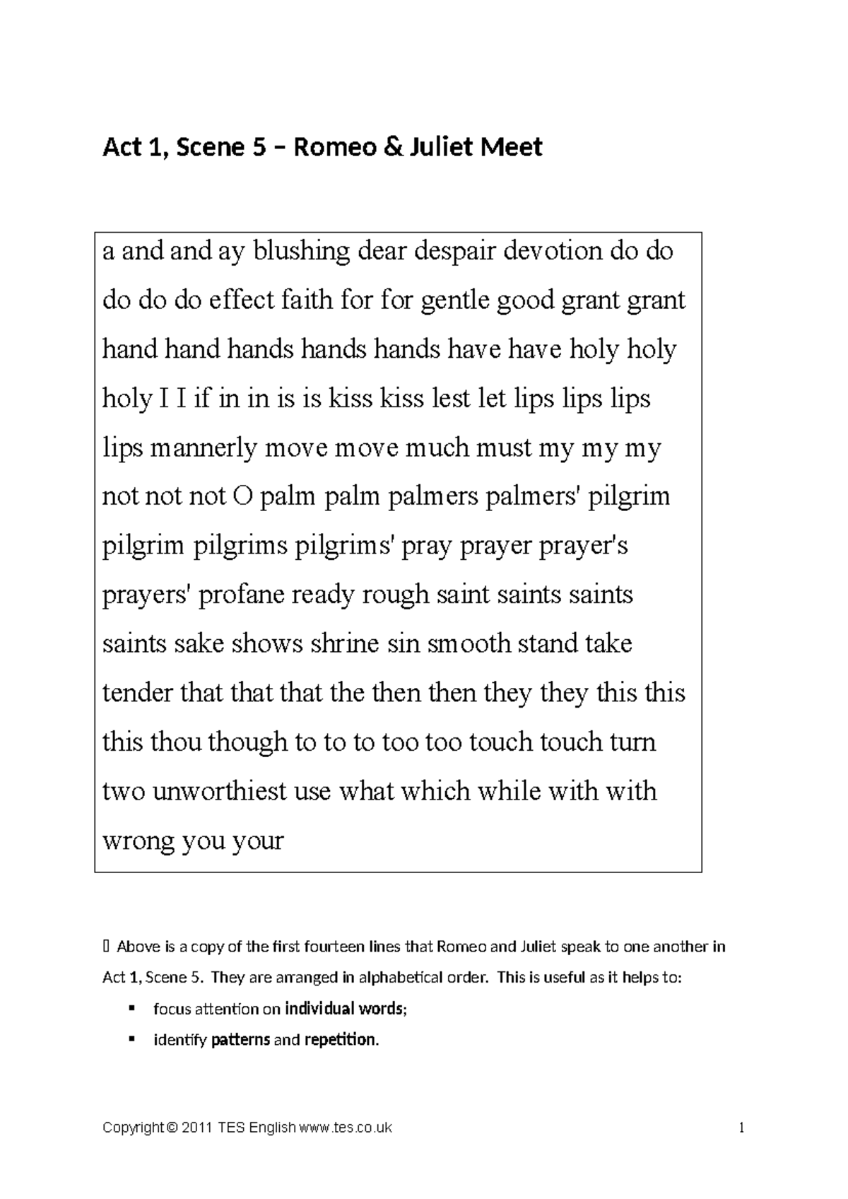 5. Romeo and Juliet - Act 1, Scene 5 (Part One) - Act 1, Scene 5 ...