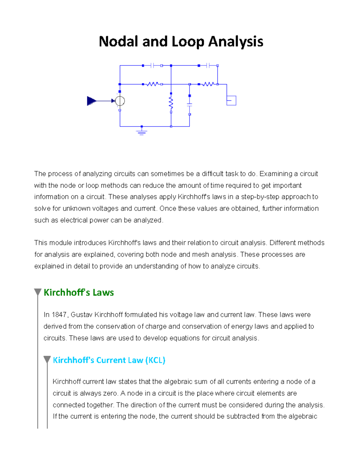 NODAL AND LOOP ANALYSIS - Nodal and Loop Analysis The process of analyzing circuits can ...