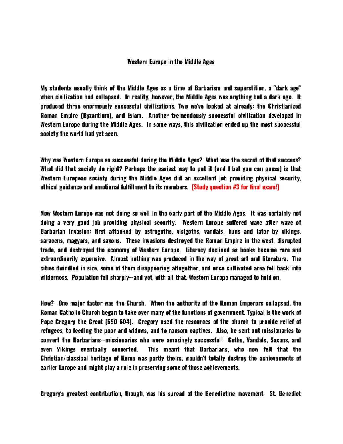 Western Europe in the Middle Ages - In reality, however, the Middle ...