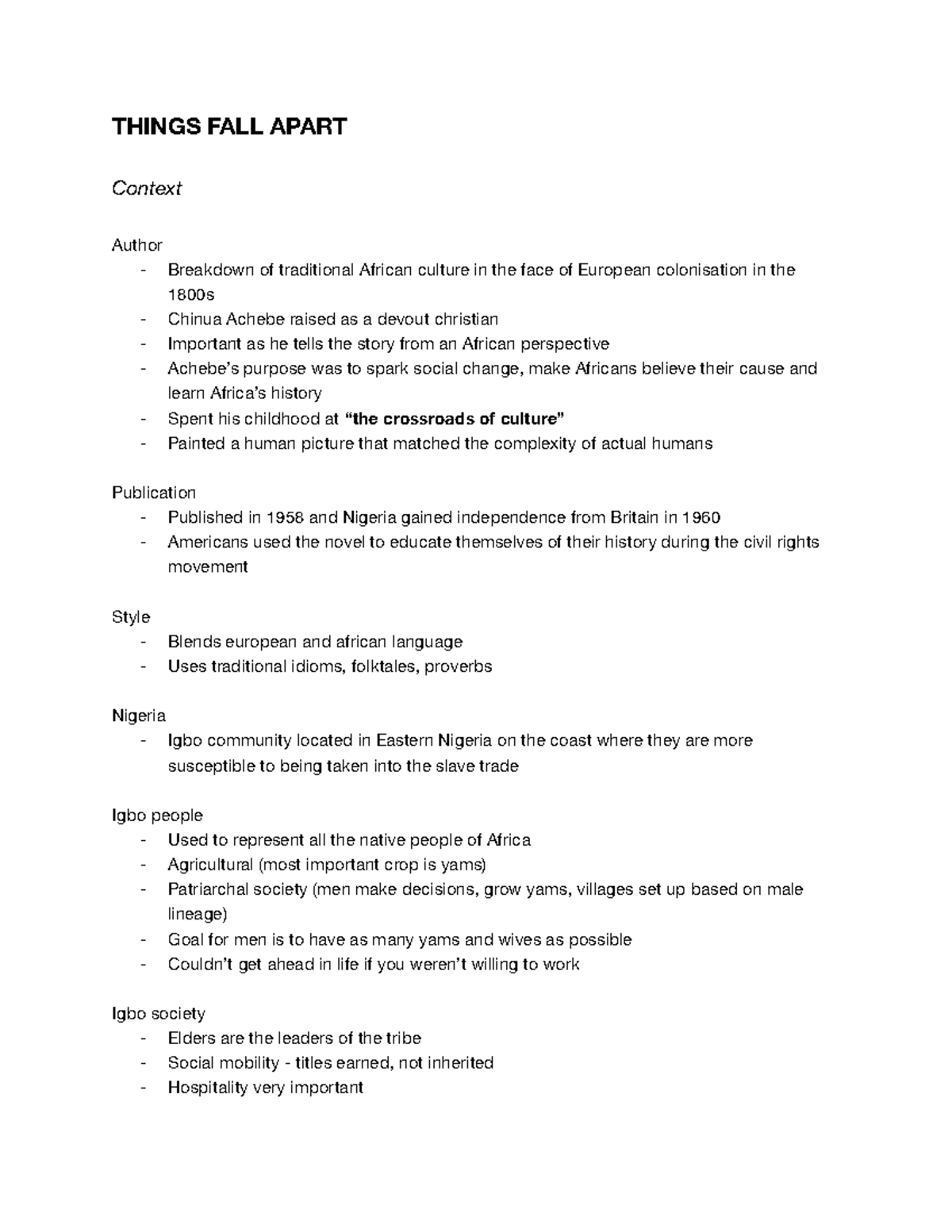 VCE Year 12 Exam - Things Fall Apart, The Crucible and The Dressmaker ...