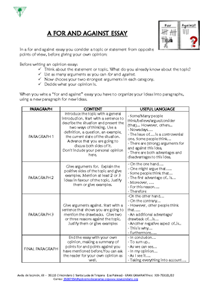 An opinion essay - Un esquema de cómo realizar un ejercicio o artículo ...