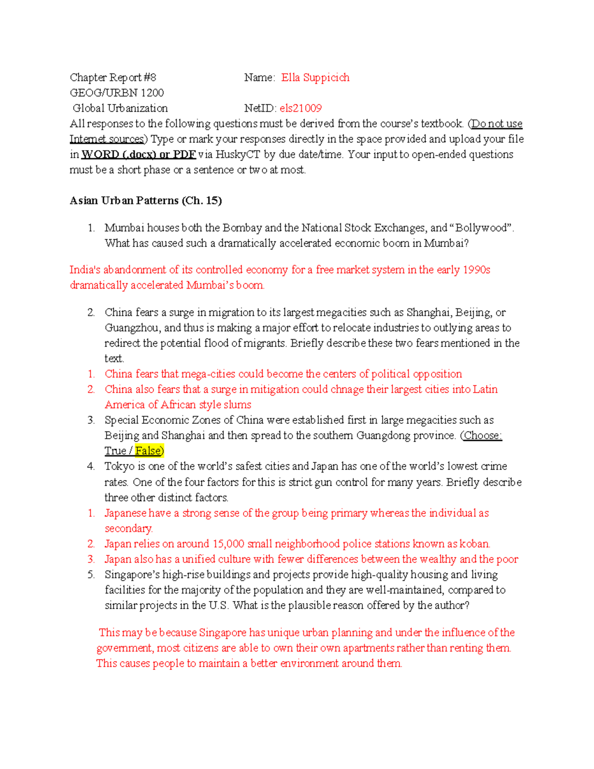 GEOG 1200- Chapter Report #8 - Chapter Report #8 Name: Ella Suppicich ...