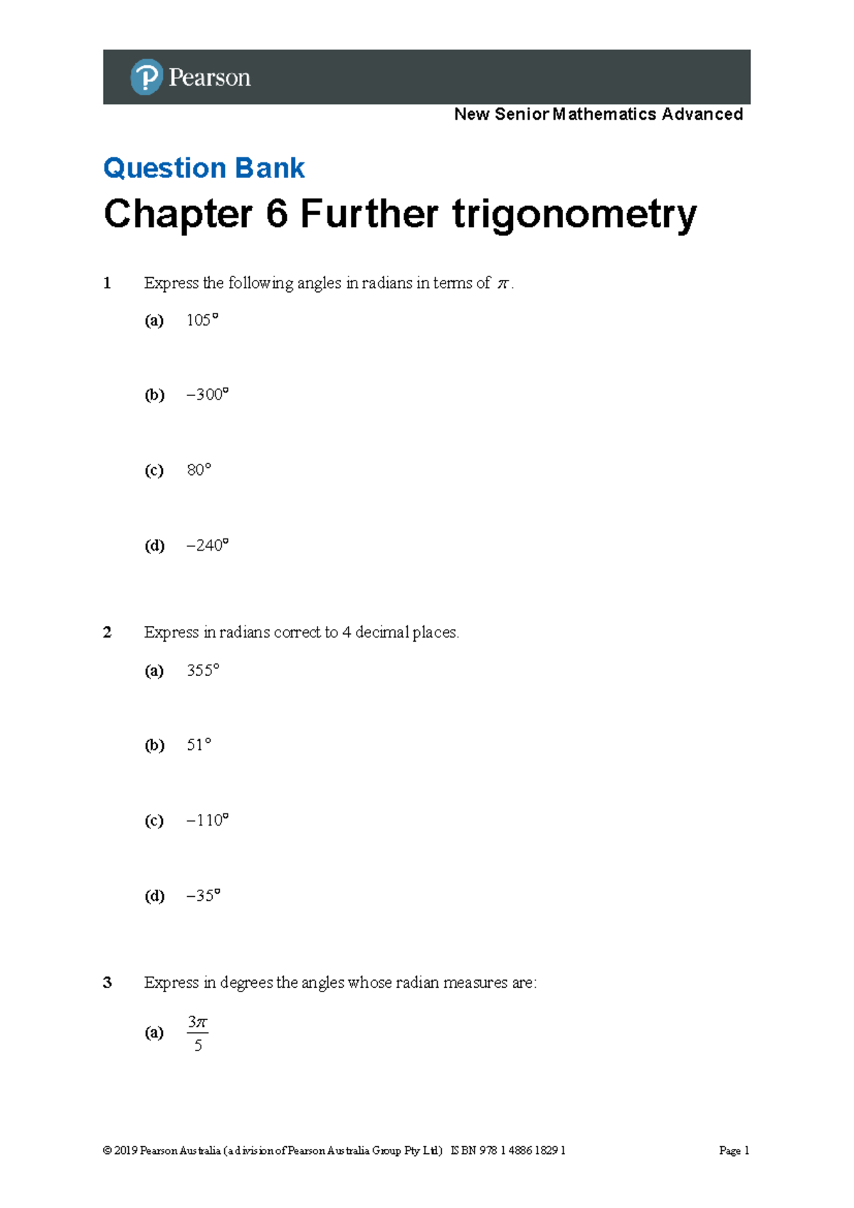 NSM3E ADV QB ch06 Further Trig - MATH1131 - UNSW Sydney - Studocu
