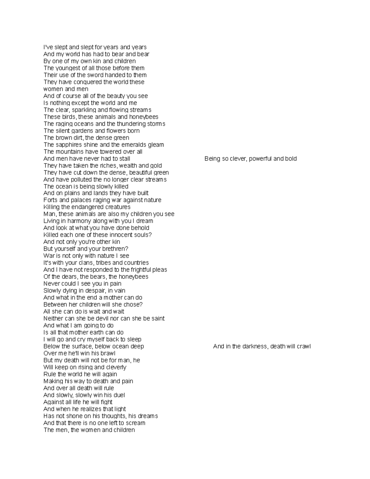 Nursing - poems - I've slept and slept for years and years And my world ...