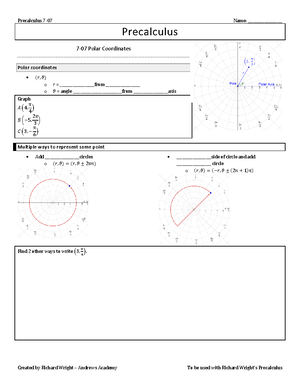 Precalculus 07-08 Graphs of Polar Equations - Precalculus 7 - 08 Name