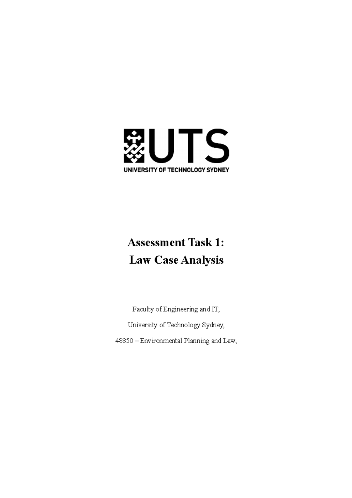 Assessment Task 1 - Law Case Analysis - Assessment Task 1: Law Case ...
