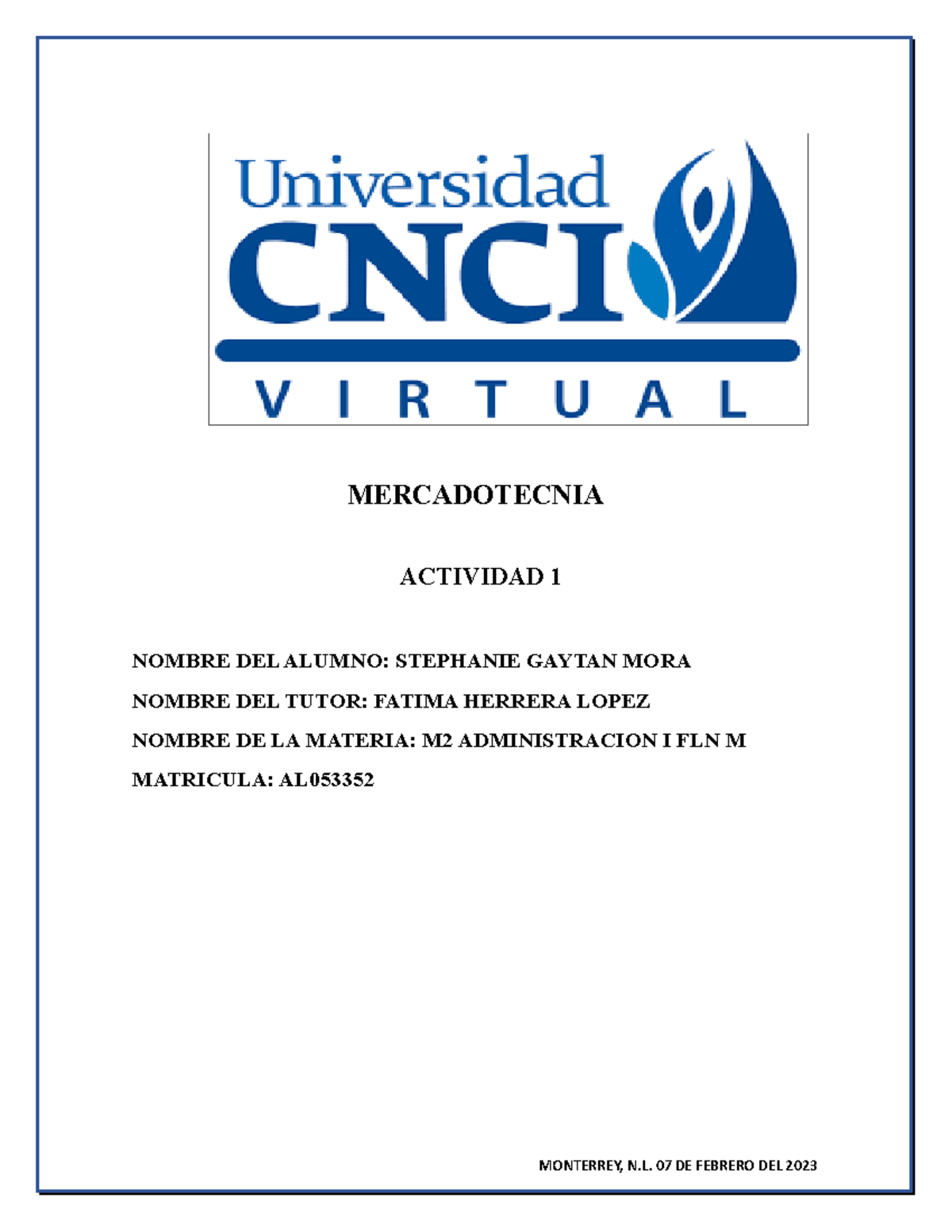 Actividad 1 Administracion - MERCADOTECNIA ACTIVIDAD 1 NOMBRE DEL ...