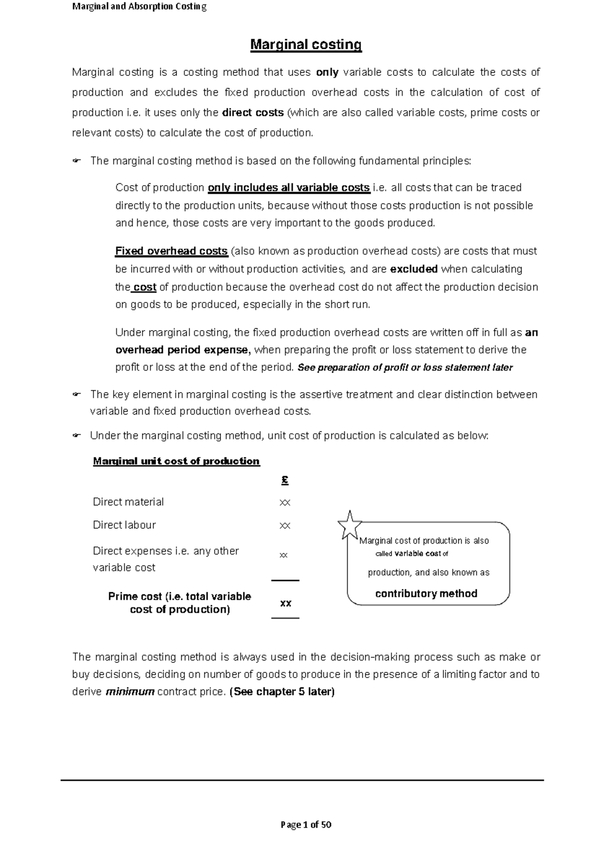 Marginal and absorption costing - Commerce - Studocu