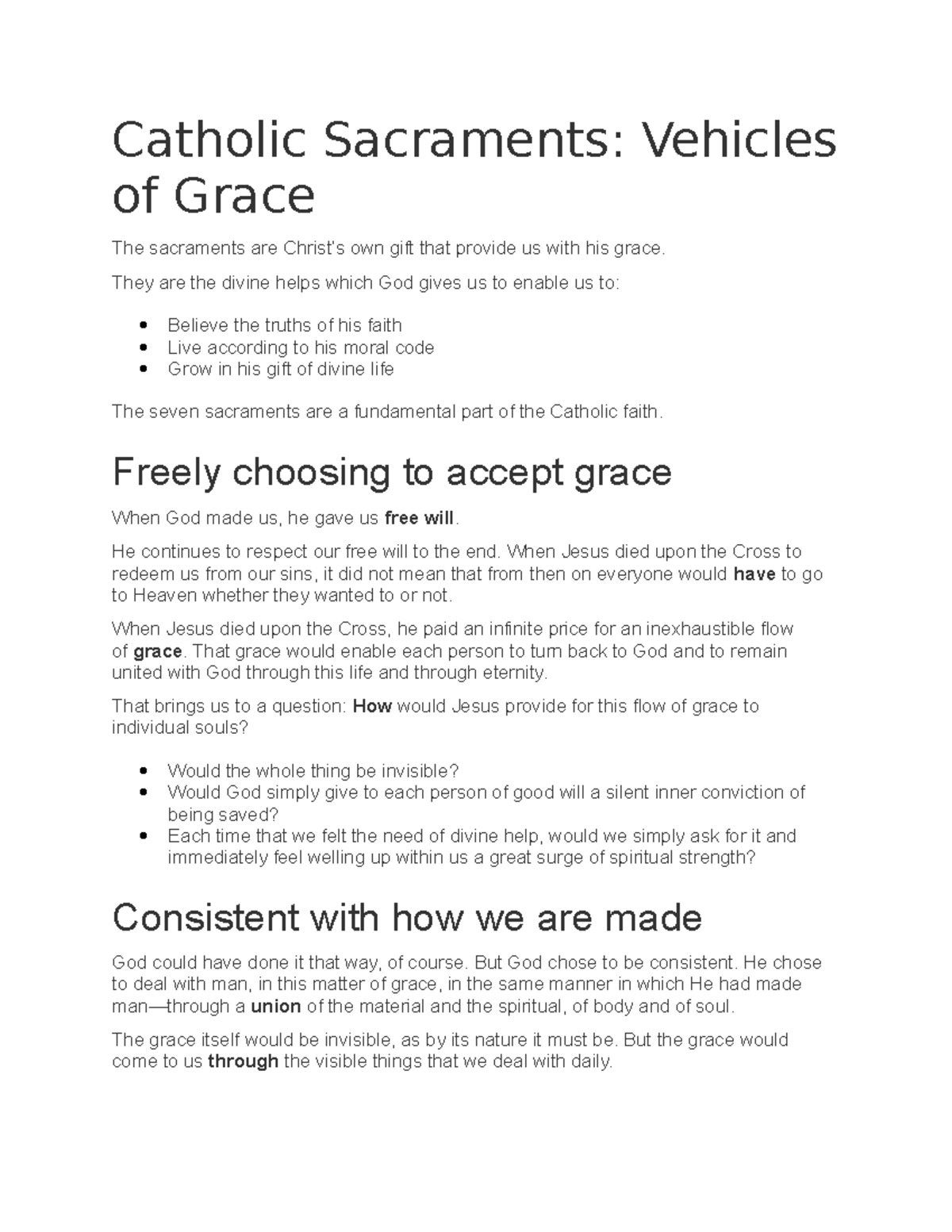 Catholic Sacraments - They are the divine helps which God gives us to ...