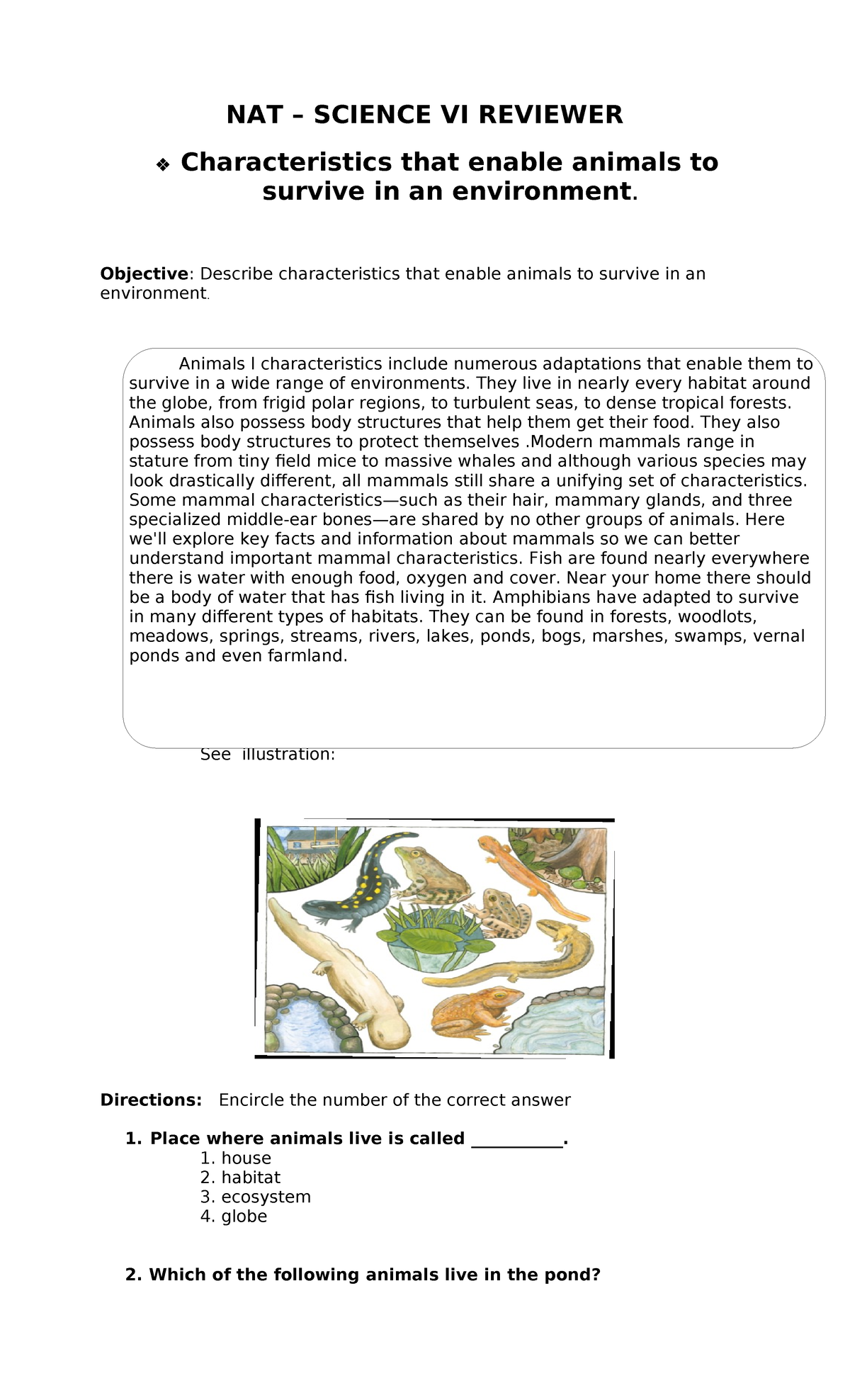 NAT Reviewer in Science Grade 6 - NAT – SCIENCE VI REVIEWER ...