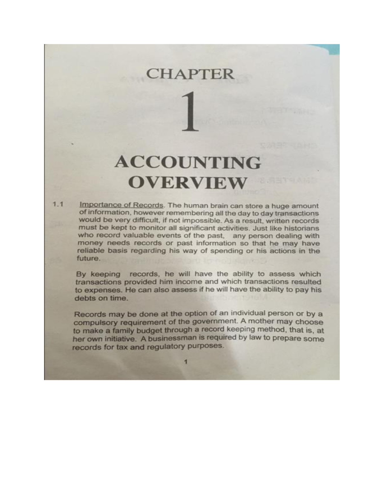 CFCI Basic- Accounting- Chapter-1- Prelim - CHAPTER 1 ACCOUNTING OVERVIEW 1 Importance of ...