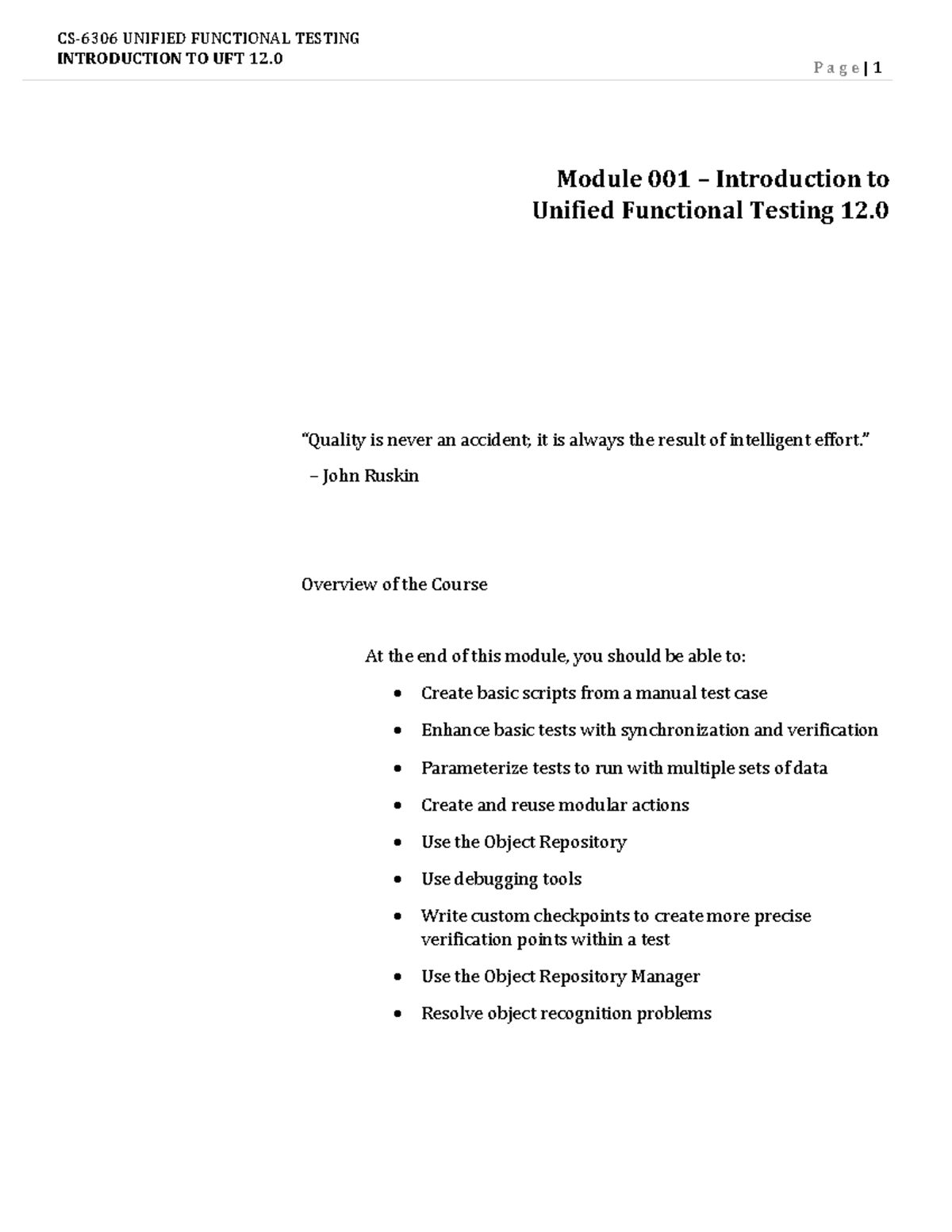 Module 1 Introduction To Unified Functional Testing 12 Introduction To Uft 12 Introduction To