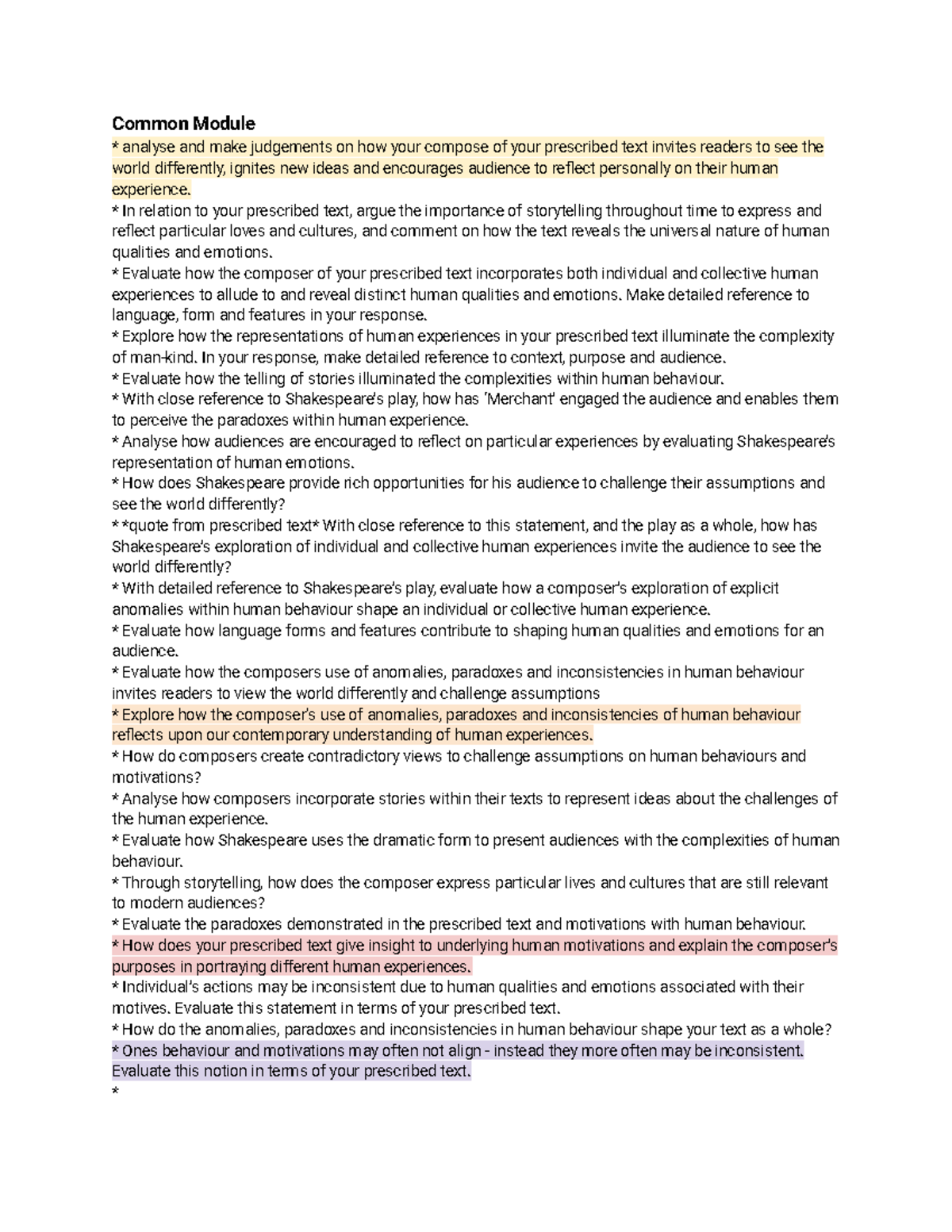 Questions for eng - Common Module analyse and make judgements on how ...